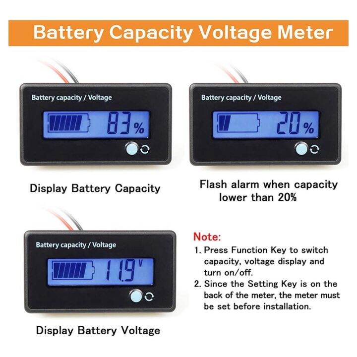 Battery Meter Battery Capacity Voltage Monitor, DC 12/24/36/48/60/72 ...