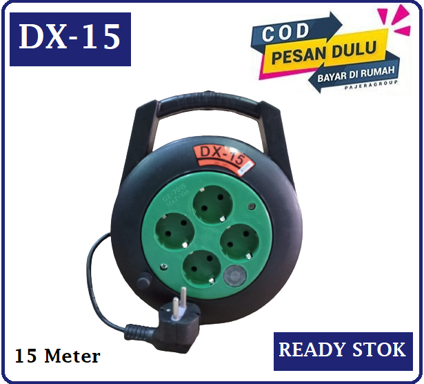 Kabel Roll Gulung MODXTA Terminal Stop Kontak Bulat Roll Kabel 15 Meter 4 Lubang Gulung Tipe DX ...
