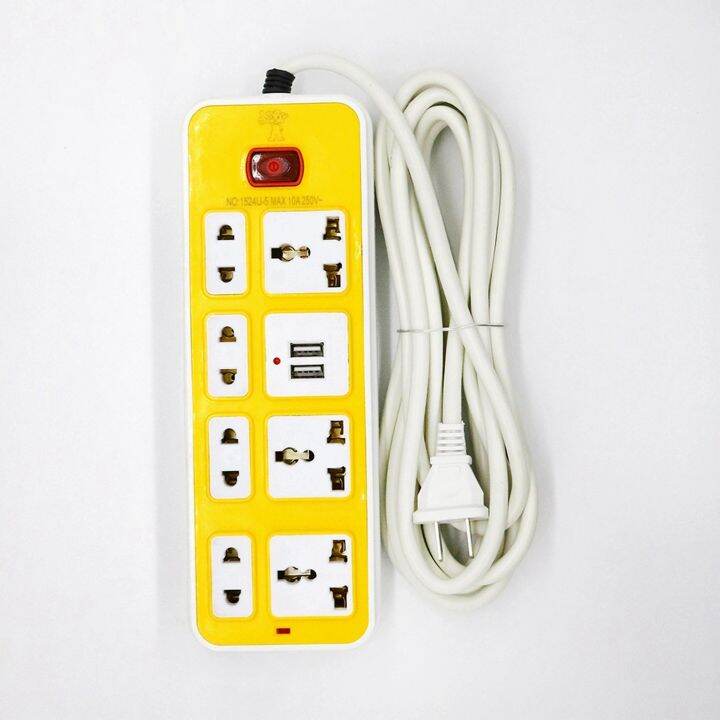 Power Extension With 7 Universal Socket And 2 Usb Outlets Charger 5v 1a