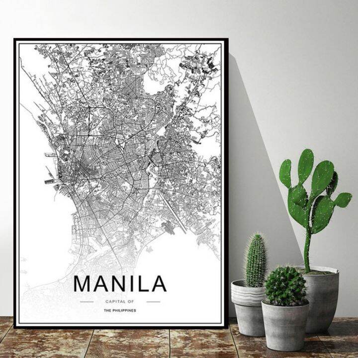 Philippin Manila City Map Poster Modern Abstract Art Prints Decorative ...
