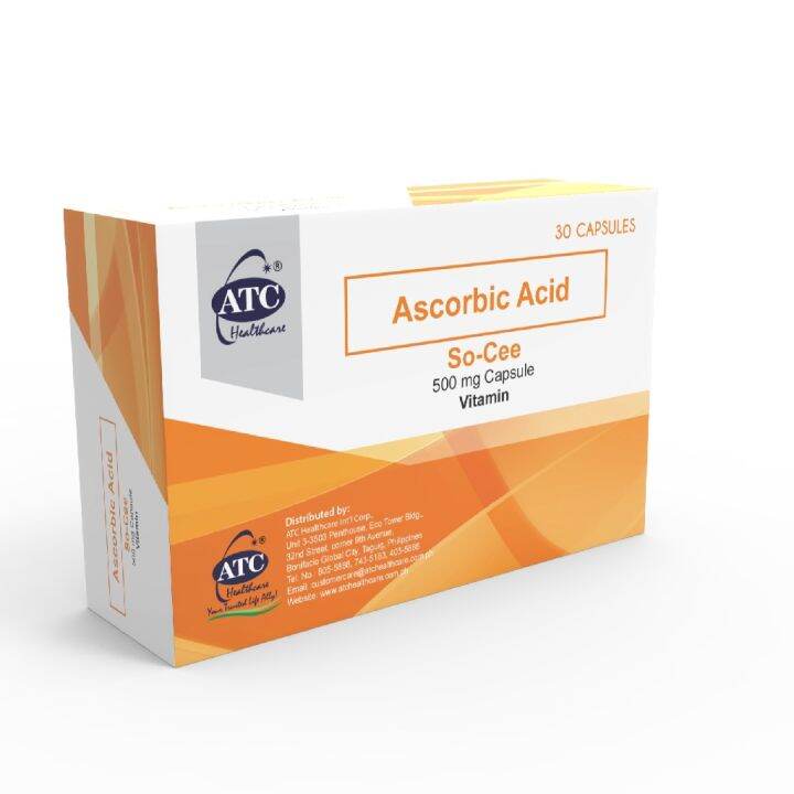 Atc Health So-Cee Ascorbic Acid 500mg, 30 Capsules | Lazada PH