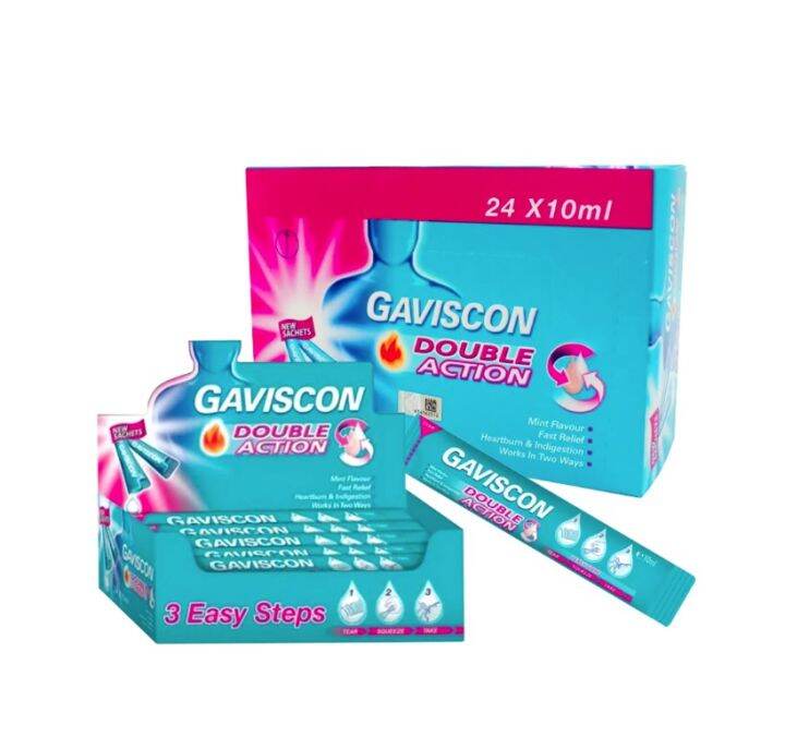 GAVISCON LIQUID DOUBLE ACTION SACHET 24X10ML [EXP:09/2024] | Lazada