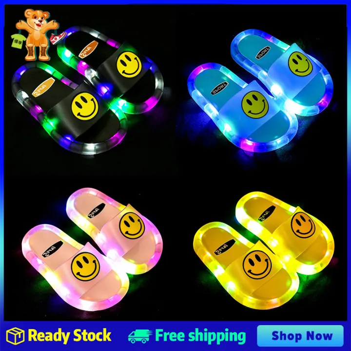LED Slippers for Kids Slippers Cartoon Luminous Anti Slip Indoor Unisex ...