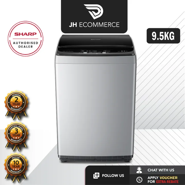Sharp 9.5KG Fully Auto Top Load Washing Machine ES921X | 8.5KG ES821X | 7.5KG ES721X | SS Drum ...