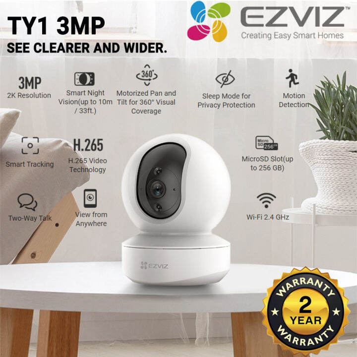 EZVIZ TY1 3MP Clearer and Wider Pan & Tilt WiFi Home Security CCTV IP ...