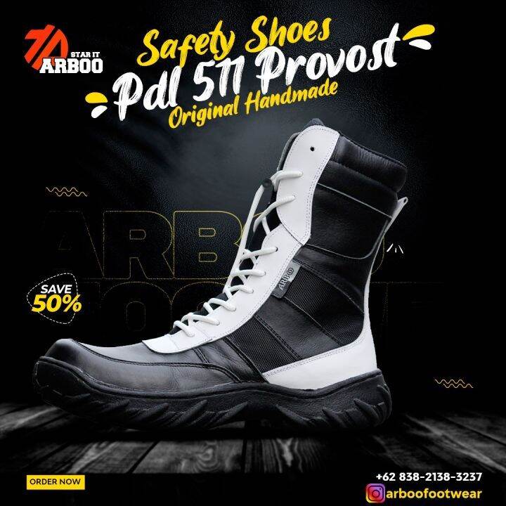 KOKOH! sepatu safety PDL 511 PROVOST POLRI,SCURITY,TNI kulit sapi ...