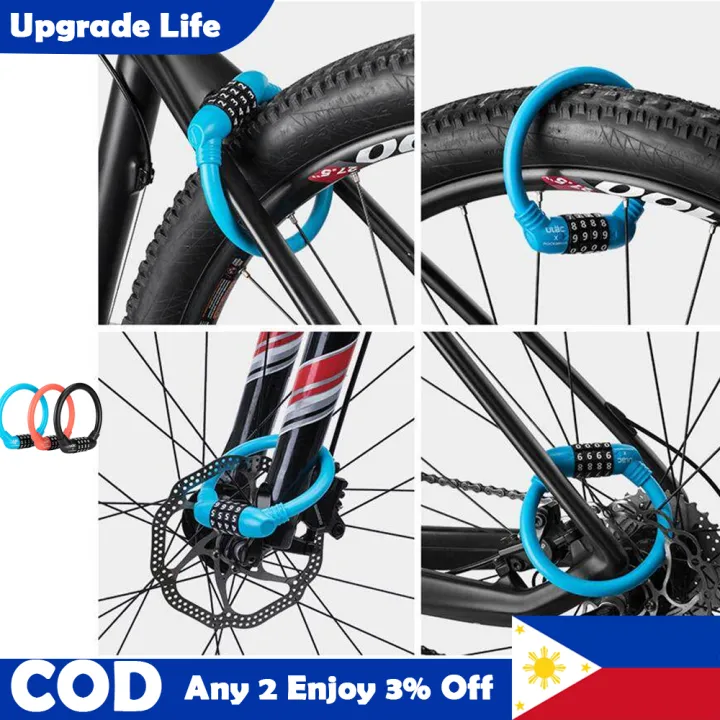 ROCKBROS Bicycle Lock Mountain Bike Lock Anti-Theft Password U Lock ...