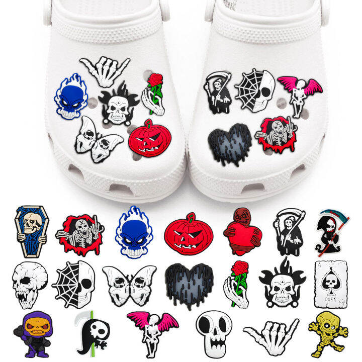 ของเล่น Crocs ผีกระดูกฮาโลวีน1ชิ้นที่แปลกใหม่เครื่องประดับ DIY อุปกรณ์ ...