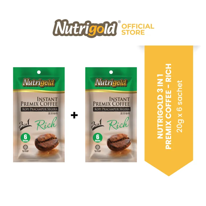 [BUY1FREE1] NUTRIGOLD Premix Instant Coffee Mix 3 in 1 - Rich (20g x 6 ...