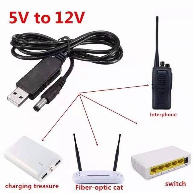TKK 5V to 12V 1A 2A-3A WIFI Router to Powerbank USB Cable Step Up ...