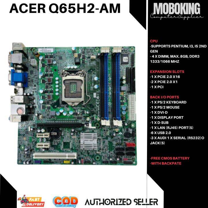 ACER Q65H2-AM Desktop 2ND GEN Motherboard Q65 Socket LGA 1155 i3 i5 i7 ...