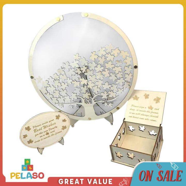 Pelaso Wooden Wedding Guest Book Drop Box Message Frame for Ceremony ...