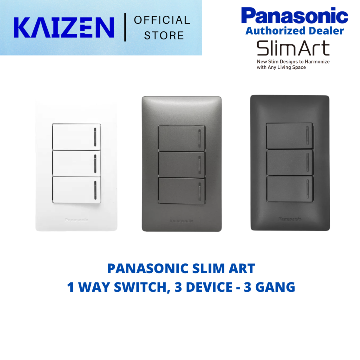 Panasonic Slim Art Series 1 Way 3 Device - 3 Gang Switch (Snow White ...
