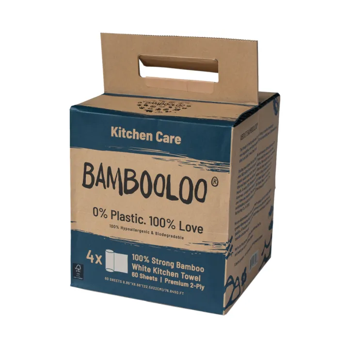 BAMBOOLOO Bamboo Kitchen Roll [4 Rolls] Kitchen Tissue Paper Tisu Dapur ...