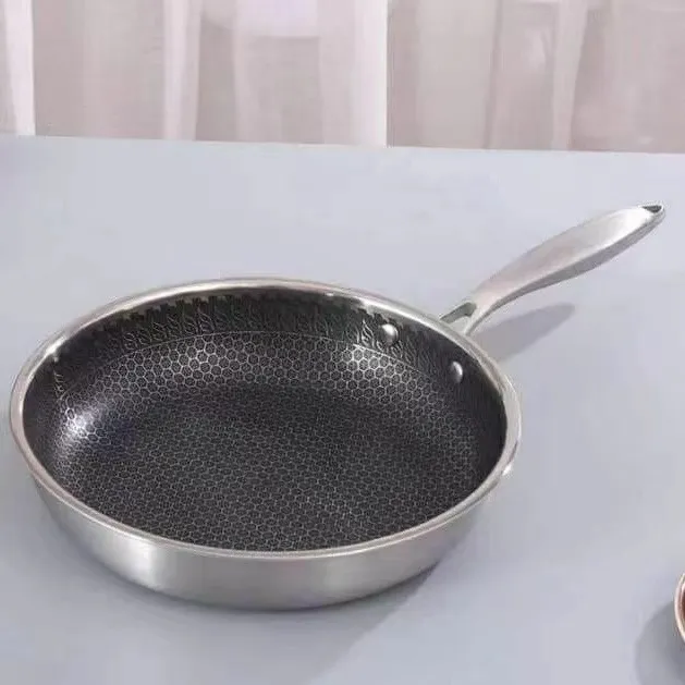 AA MERCHANDISE Stainless Steel Honeycomb Wok Pan/Frying Pan Non Stick Frying Sauce Pan ...