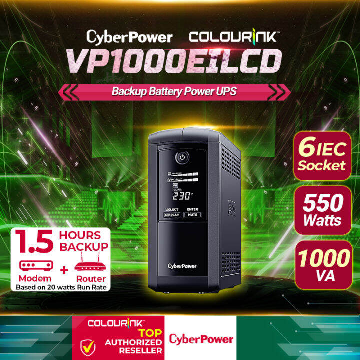 Cyberpower VP1000EILCD 550W UPS Power Backup Battery Line Interactive ...