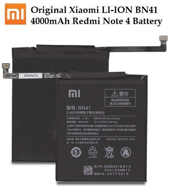 Original Quality XIAOMI LI-ION BN41 4000mAh Redmi Note 4 Battery | Lazada
