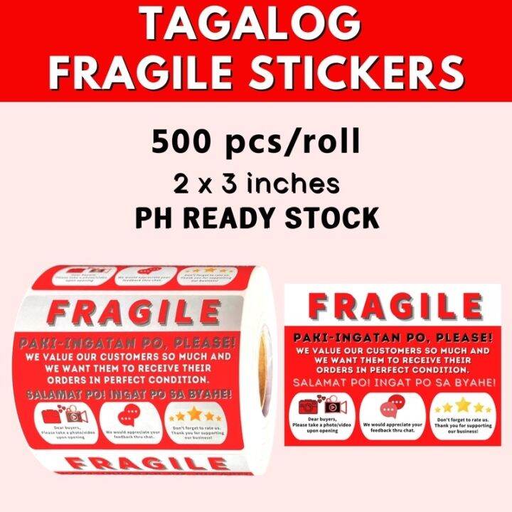 tagalog Fragile sticker labels 500pcs/roll | Lazada PH