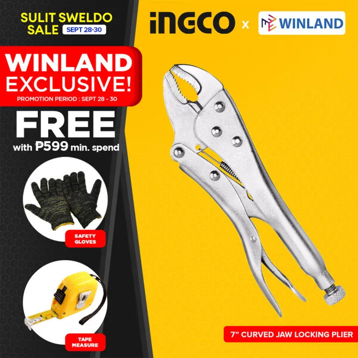 INGCO Tools Original Curved Jaw Locking Plier Vise Grip 7" HCJLW0207 ...