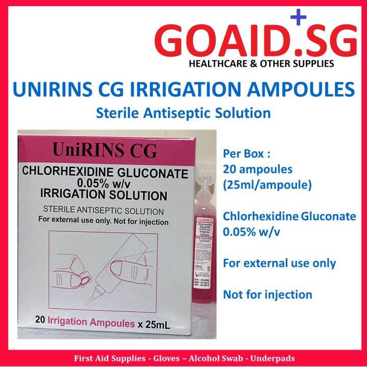 UniRINS CG Irrigation Antiseptic Solutions (20 ampoules/box) Each ...