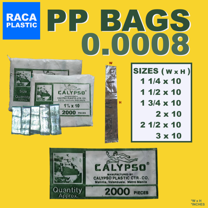 2000pcs Polypropylene PP Bags .0008 Plastic Linaw [1 1/4x10, 1 1/2x10 ...