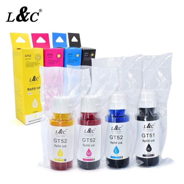 L C Refill HP GT51 GT52 Ink Set Dye Ink For Inkjet Printer GT5810 5820 ...