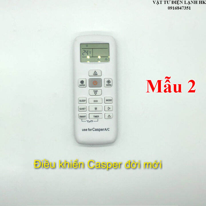 Remote máy lạnh CASPER đời mới, điều khiển điều hòa caper bầu ngắn điều ...