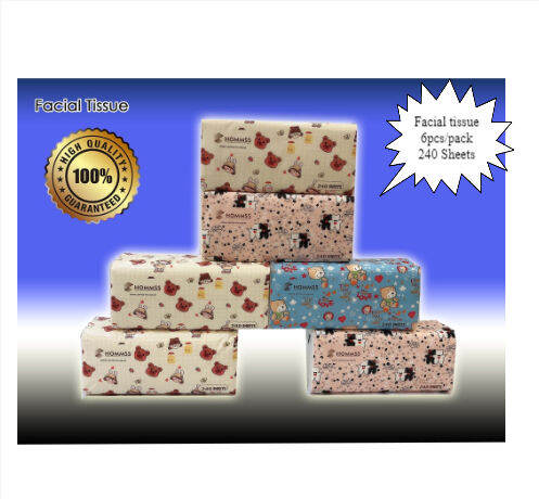 Hommss Facial Tissue-Cartoon design Wood pulp 6pcs/pack 240 Sheets ...