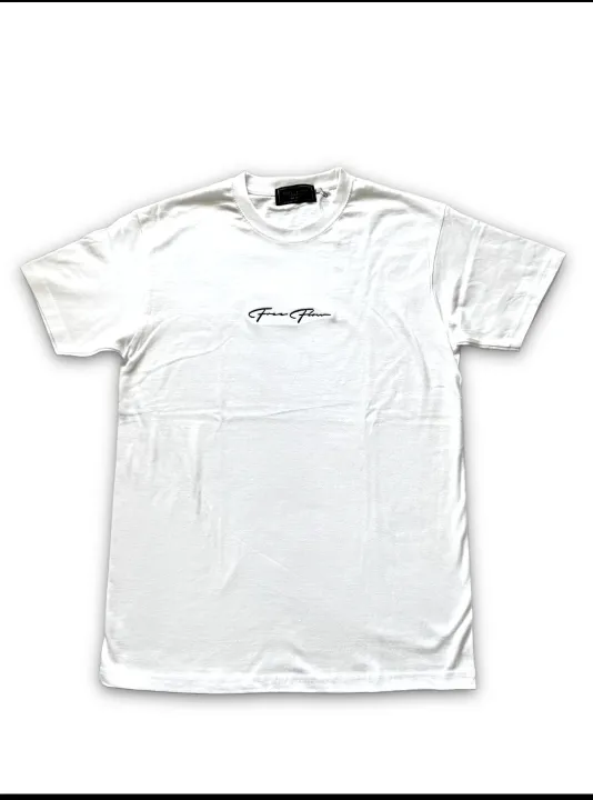 Free Flow Clothing Tops White T-shirt Modern Script Embroidery | Lazada PH