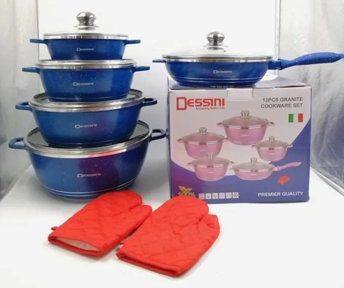 12pcs Dessini ITALY Granite Coating with Non-Stick Cookware Set( Ready ...