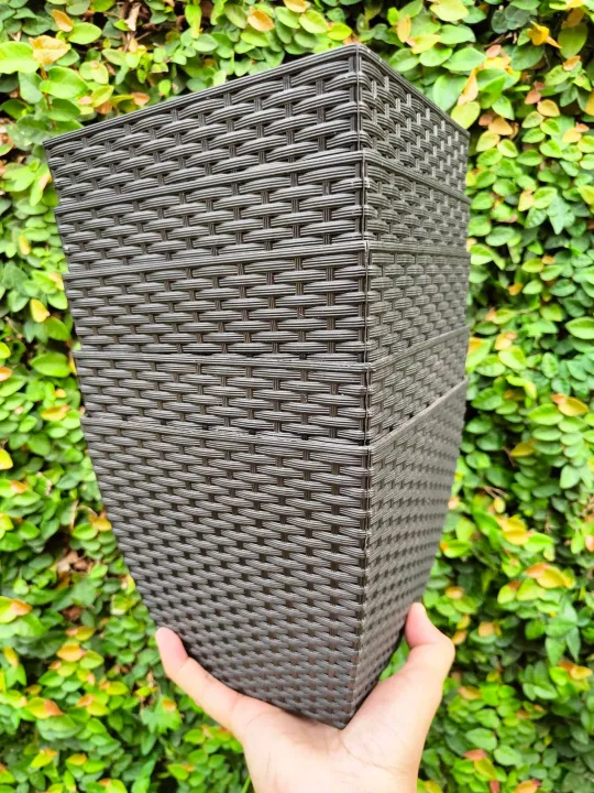 5PCS Classic Black Rattan Pot (6 inches x 6 inches) Best for Indoor ...