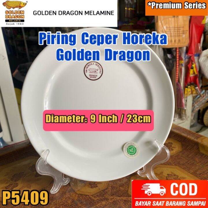 PIRING MAKAN CEPER GOLDEN DRAGON HOREKA 23cm PIRING MELAMINE PUTIH ...