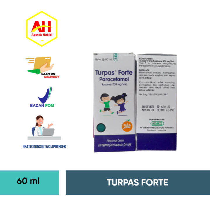 TURPAS TUR PAS SIRUP FORTE 60 ML OBAT PANAS DEMAM ANTI NYERI MERIANG ...
