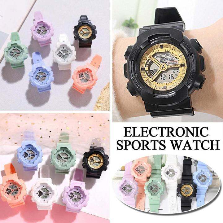 Student's Multi-function Electronic Watch Macaron Color Waterproof ...