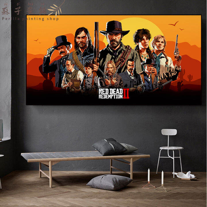 Red Dead Redemption โปสเตอร์พิมพ์โปสเตอร์ภาพเขียนเกมส์อิเล็กทรอนิคส์2ตก ...