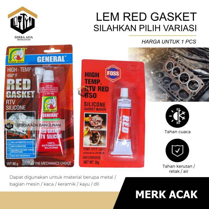 LEM SILICONE GASKET RED HIGH TEMPERATURE (TAHAN PANAS) KUALITAS KUAT ...
