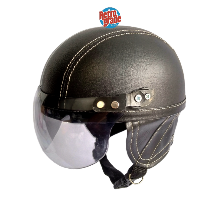 Helm Anak Retro Lucu Untuk Usia 1 2 3 4 5 Tahun Kaca Riben Polos Hitam ...