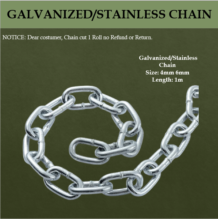 Kadina 1m Heavy Duty Steel Chain Kadena 3.3 ft Galvanized Sliver Chain ...