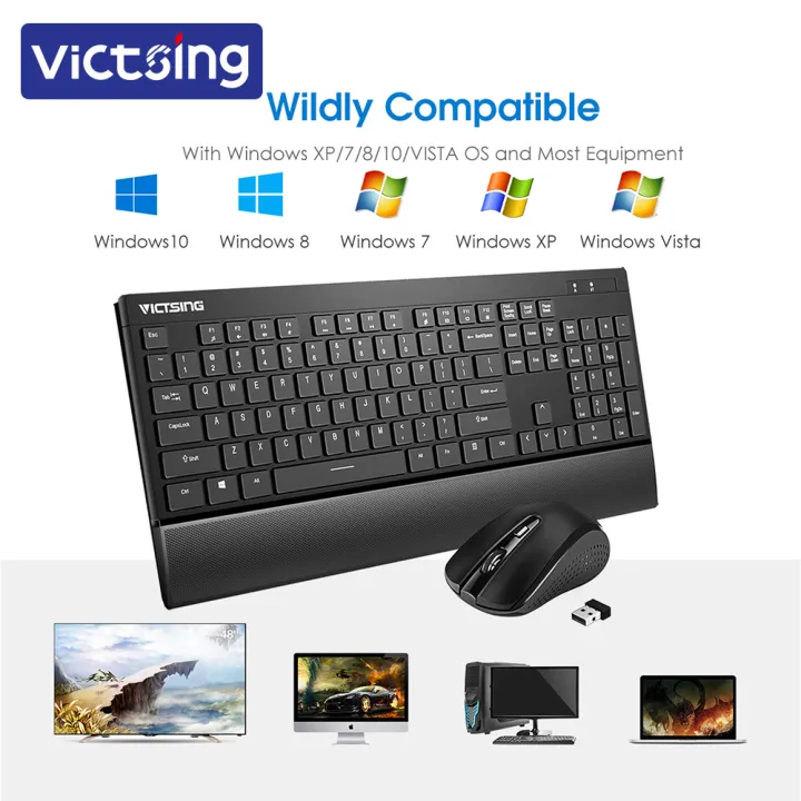 VicTsing PC132 Ultrathin Wireless Keyboard and mouse combo with Palm ...