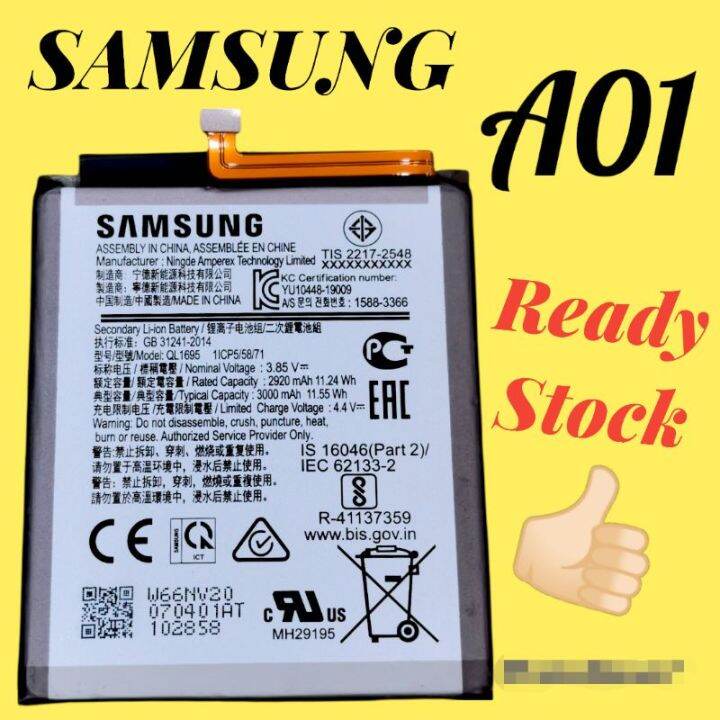 SAMSUNG GALAXY A01 (original battery) (QL1695) (2920-3000mAh) Li-ion Battery Ready stock | Lazada