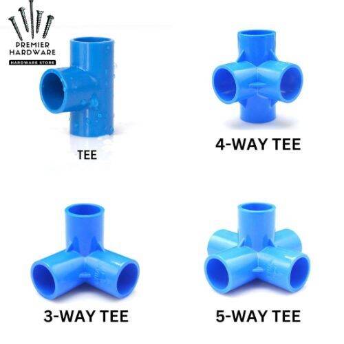 PVC Blue Fittings 1/2 to 1 3,4,5 Way Tee PremierHardware | Lazada PH