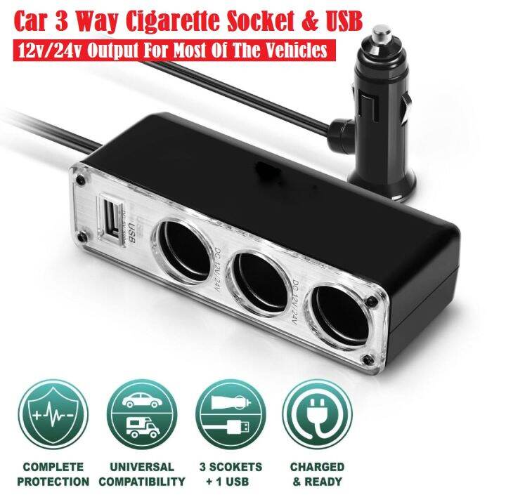 Car Lighter Adapter Car Lighter Socket Plug 3 Way Charger Splitter ...