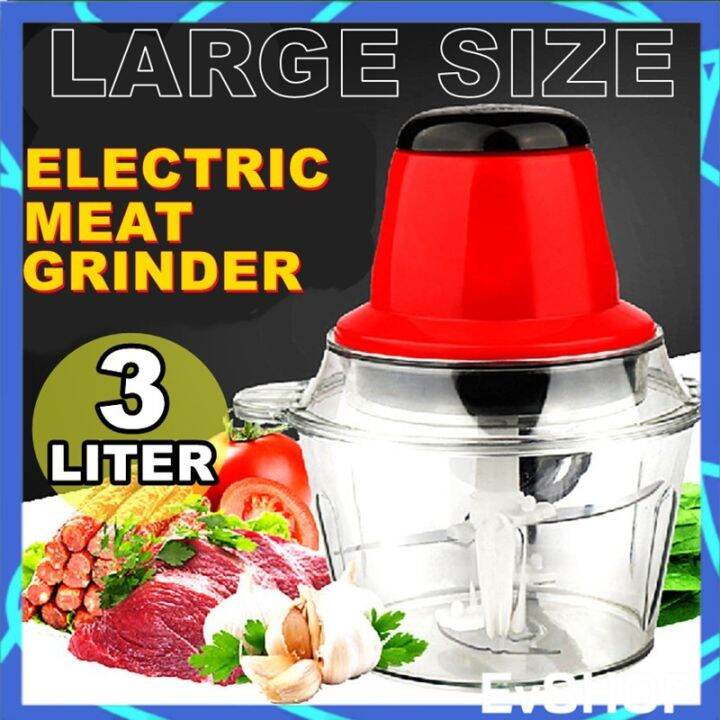 LARGE 3L Stainless Steel Electric Food Chopper Meat Grinder Machine ...