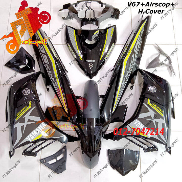 Yamaha Lc 135 Cover Set Black MX KING Black Green Line V2 V3 V4 V5 V6 ...