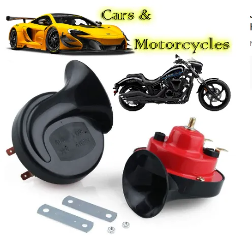 JN-002 CAR HORN UNIVERSAL (RED & BLACK) 12V Hi/Lo 118db Snail Horn ...