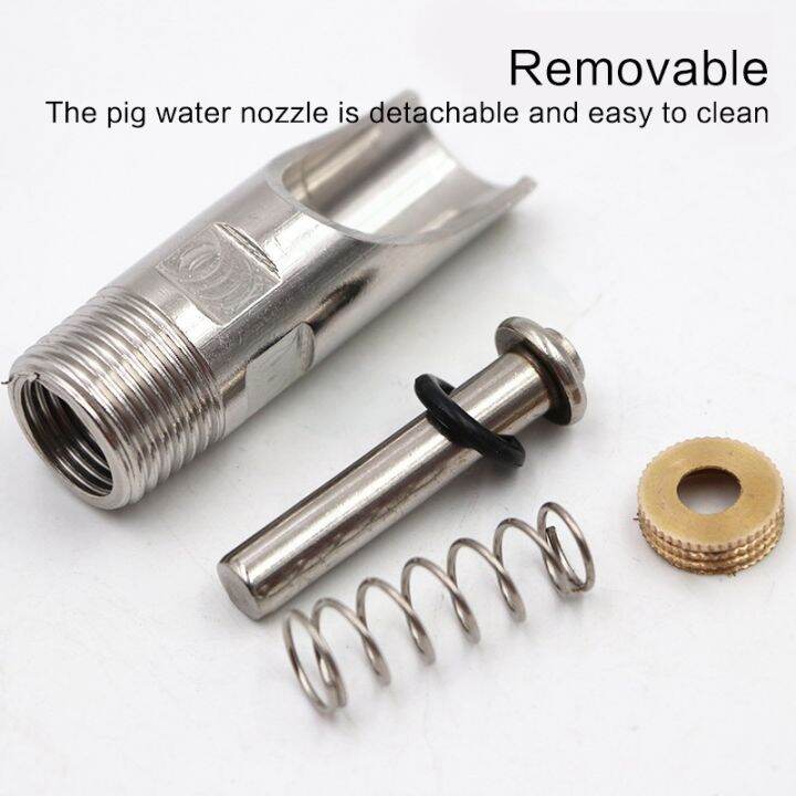 【COD】 Stainless Steel 1/2PT Thread Pig Hog Swine Drinker Waterer Pig ...