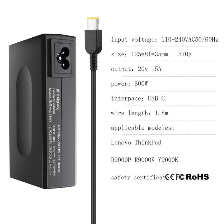 Anshu Portable Adaptor 300W 20V 15A GaN Charger USB Slim High Power AC ...