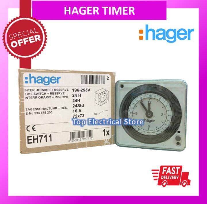 HAGER EH711 24 HOUR TIMER SWITCH TIME SWITCH ANALOGUE | Lazada