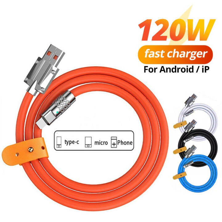 Original 120W 6A USB Fast Charging Cable Zinc Alloy Charger Soft ...