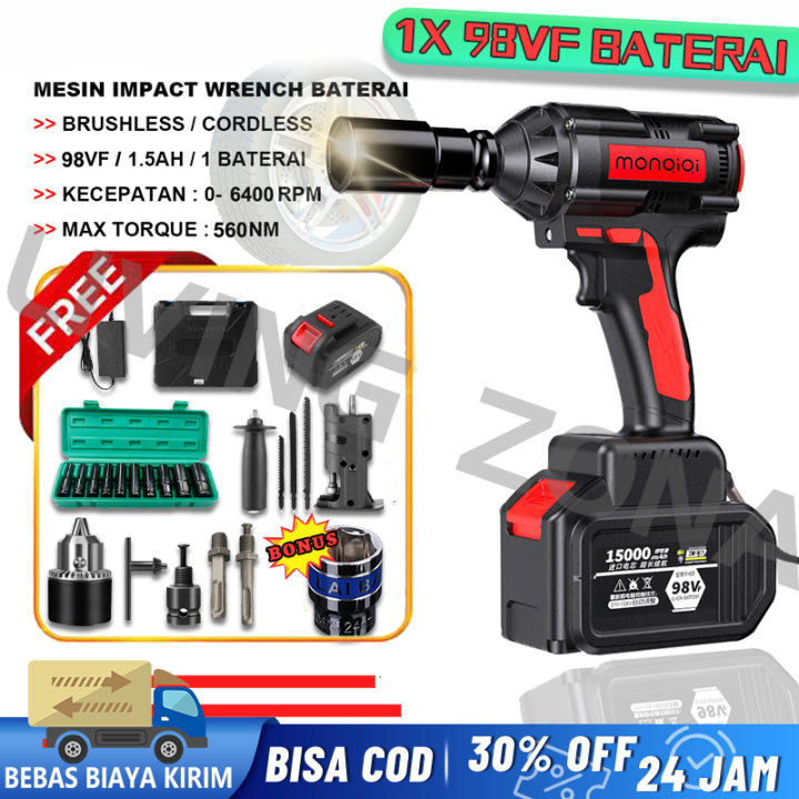 ⚡FREE BONUS 24MM SOCK MATA⚡98VF IMPACT BATERAI TORSI BESAR IMPEK ...